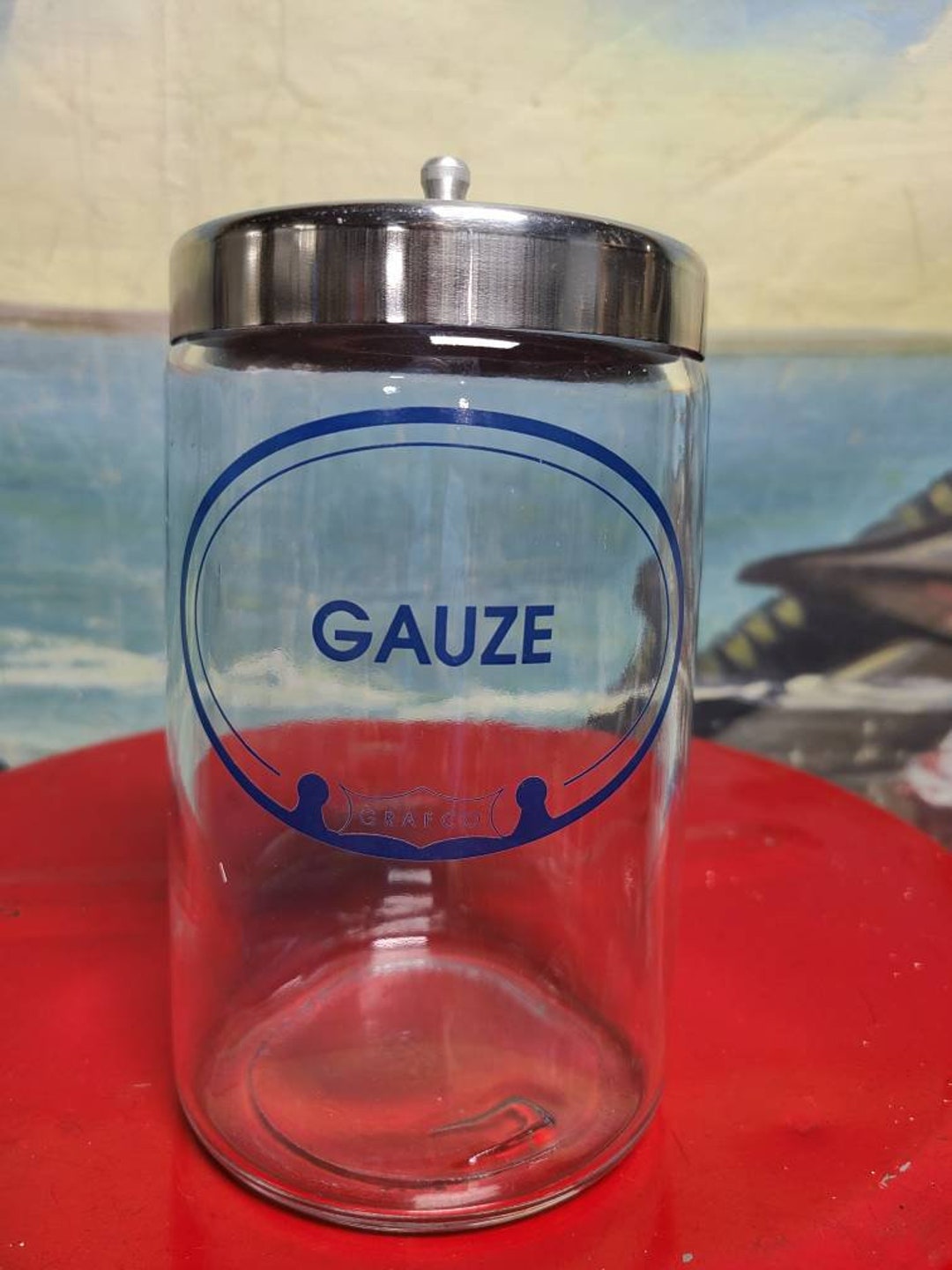 Vintage Medical Office Grafco Gauze Glass Sterilizer Jar With Stainless ...