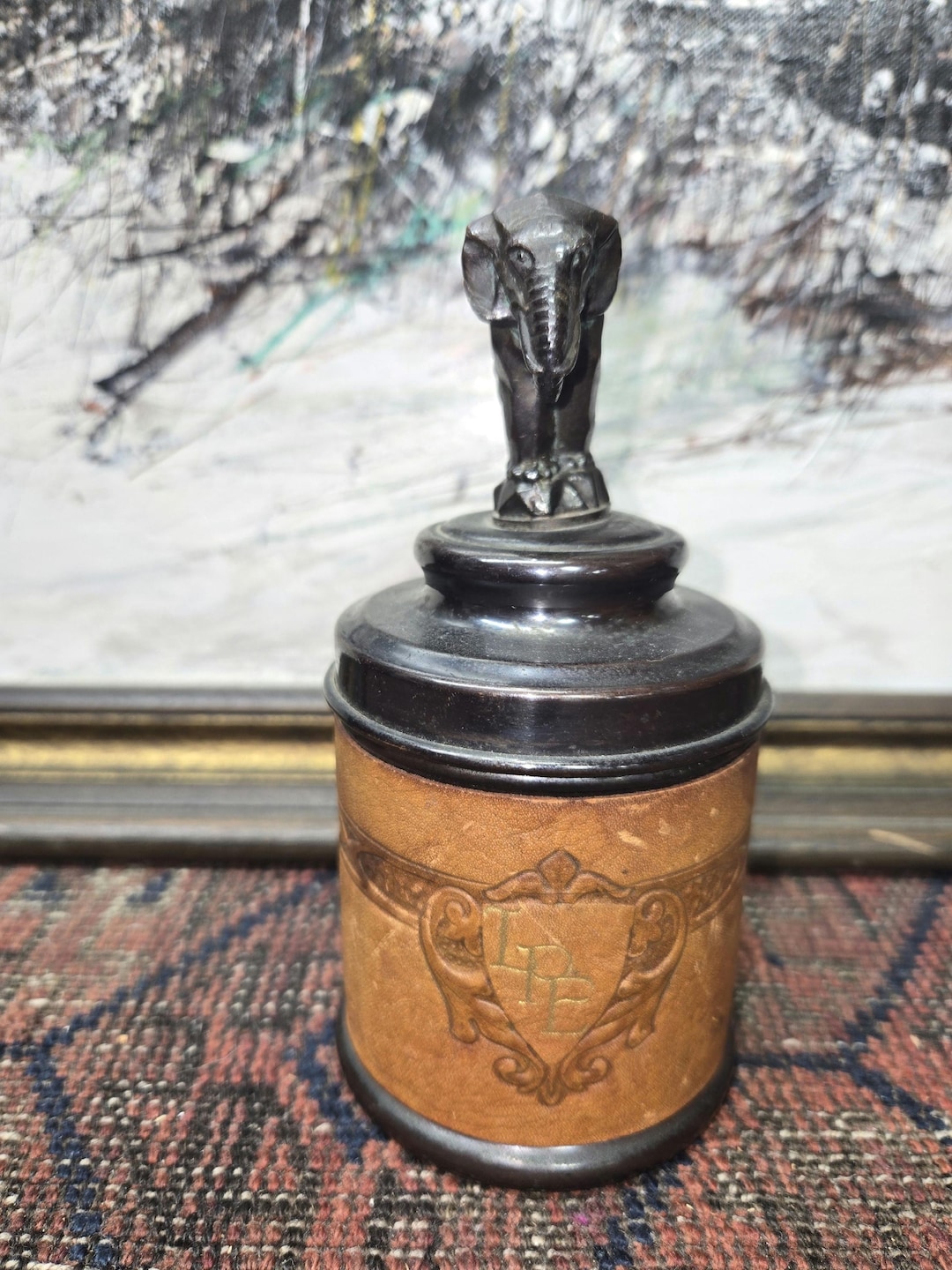 Rare Fantastic 1920's Copper & Leather Wrapped Cigar Tobacco Divided ...