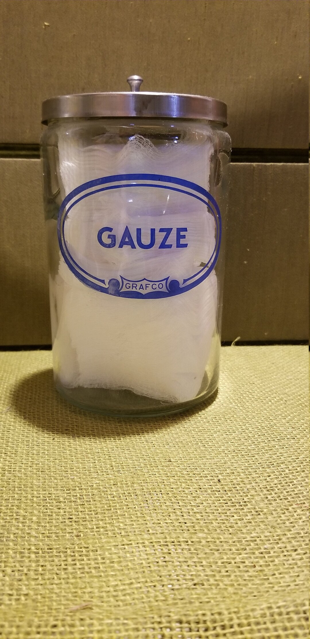 Vintage Medical Office Grafco Gauze Glass Sterilizer Jar With Stainless ...