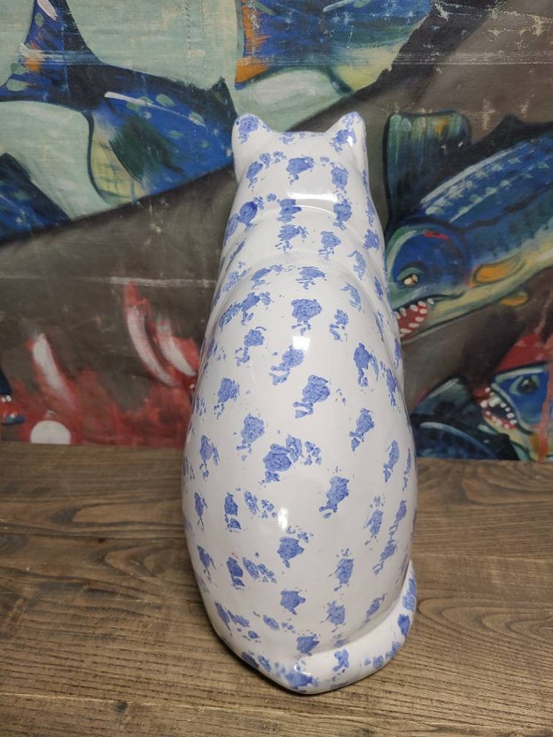Vintage Speckled White With Blue Spongewear Sitting Cat - Etsy