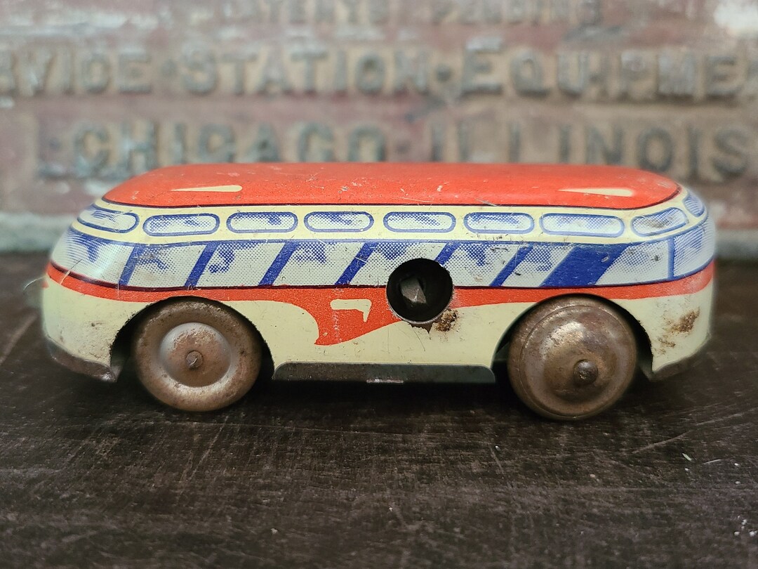 Rare Antique Art Deco Tin Rolling Bus Wind-up Toy - Etsy