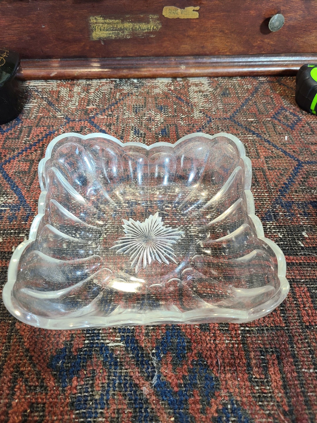 Antique 19th Century Indiana Glass Pattern EAPG Square Crystal Clear ...