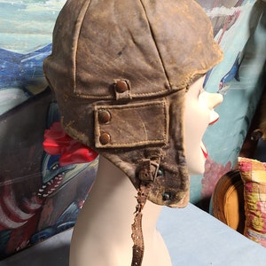 Antique WWII Era Tan Soft Leather Aviators Flying Cap With 6" Strap - Etsy