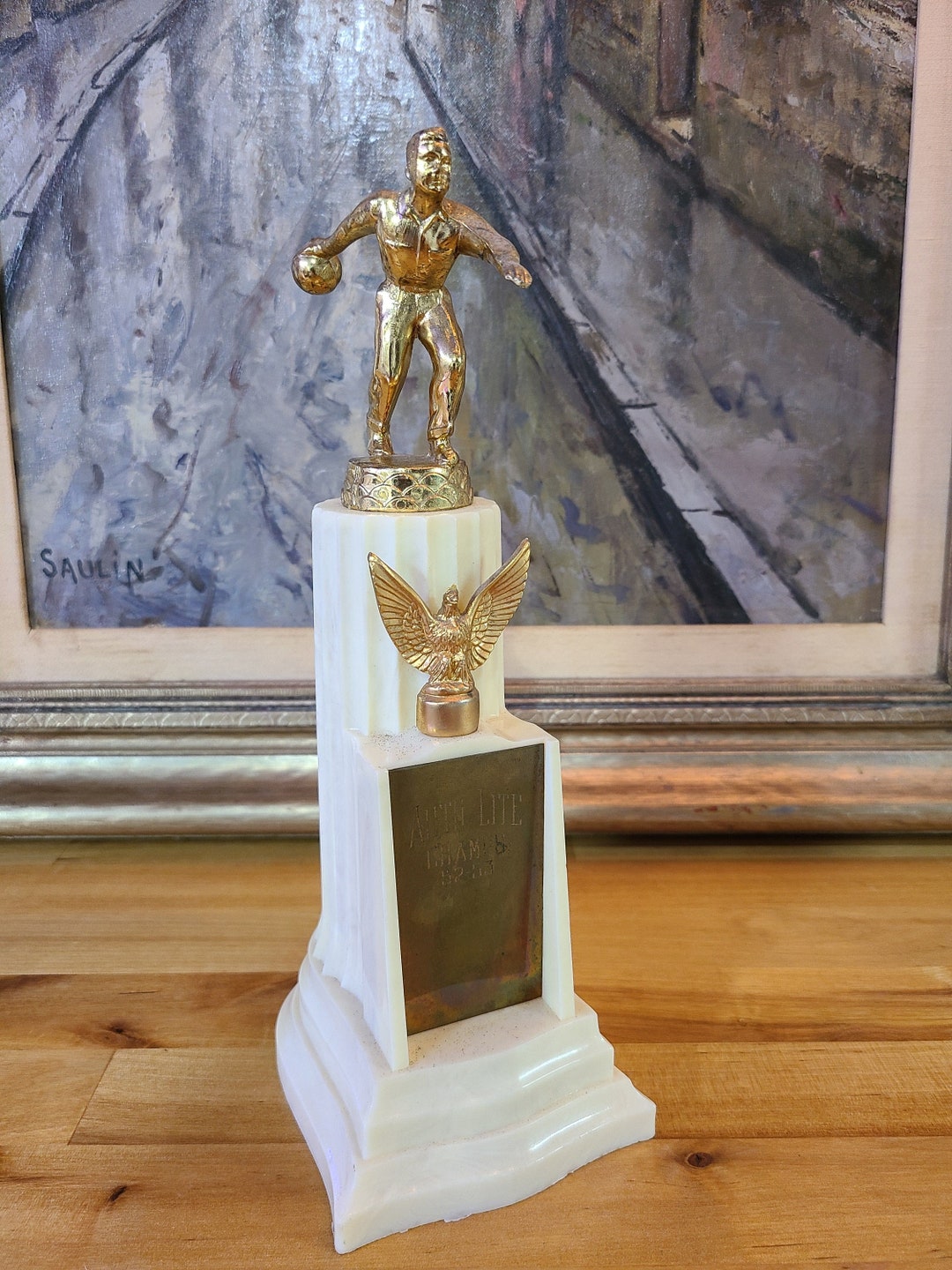 Very Nice Vintage Rare Off-white 1950s Era Bowling Trophy Trophies ...