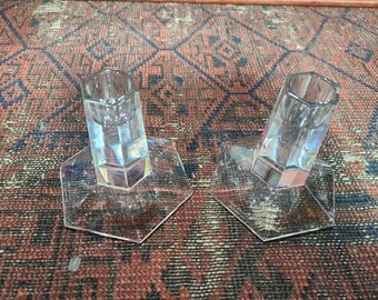 Rogaska Crystal Candlesticks - Etsy