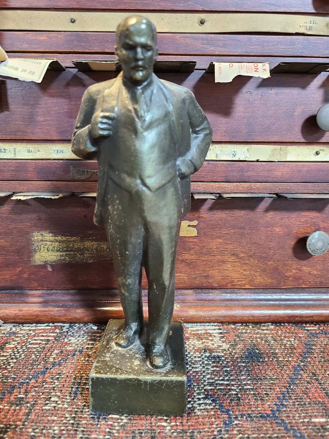 Antique Carbonite 1960's Soviet Era Artwork Statue of Lenin of the USSR ...