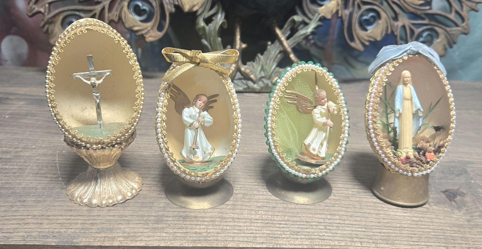 1960's Darling Set of Four Handcrafted Egg Religious Shrines Authentic ...