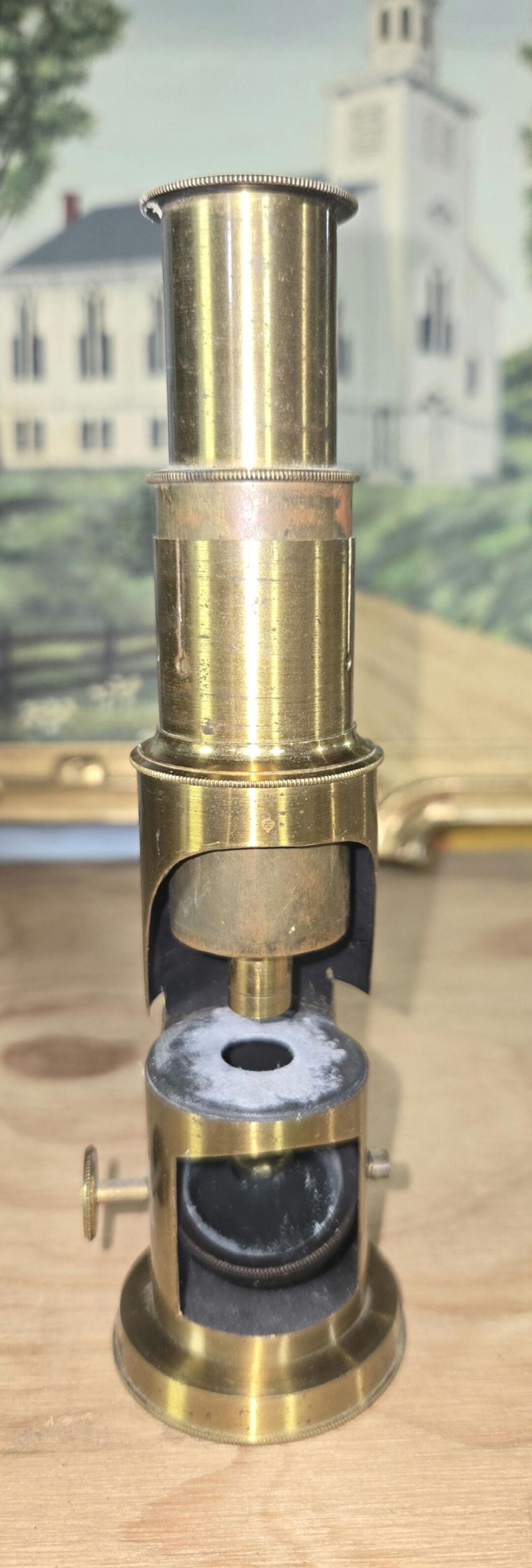 Antique Brass Scientist Laboratory Chemists Drum Microscope Monoscope ...