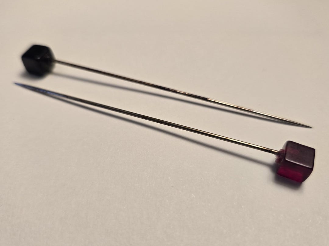 1 of Each Antique Black and Red Bakelite Square Top Stick Pins for the ...