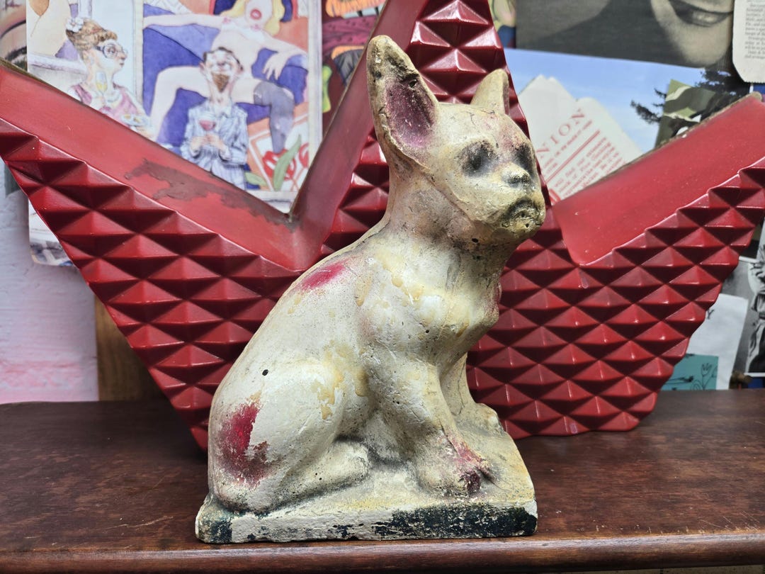 Antique Carnival Original Chippy Paint Chalkware Gremlin French Bulldog ...
