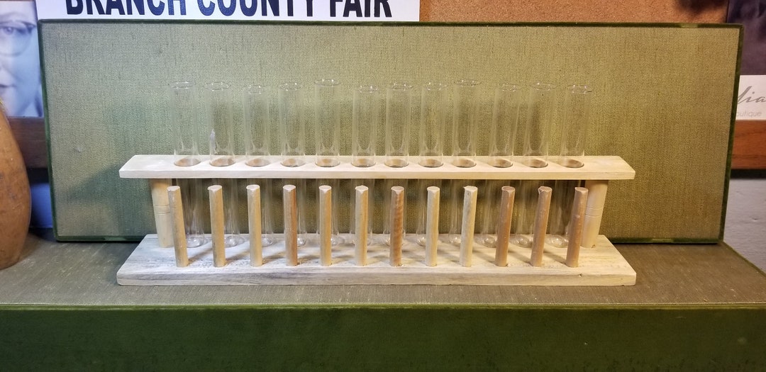 Vintage Scientist Laboratory Chemists Medicinal Wooden Test Tube Rack ...