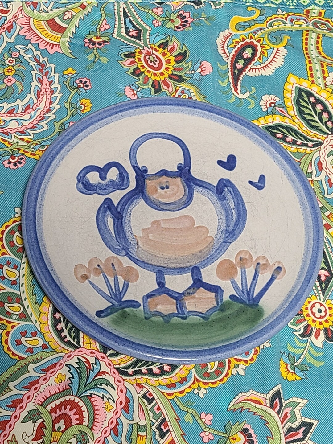 Beautiful Vintage Handmade Folk Art Pottery M A Hadley Pottery 6" Bread ...