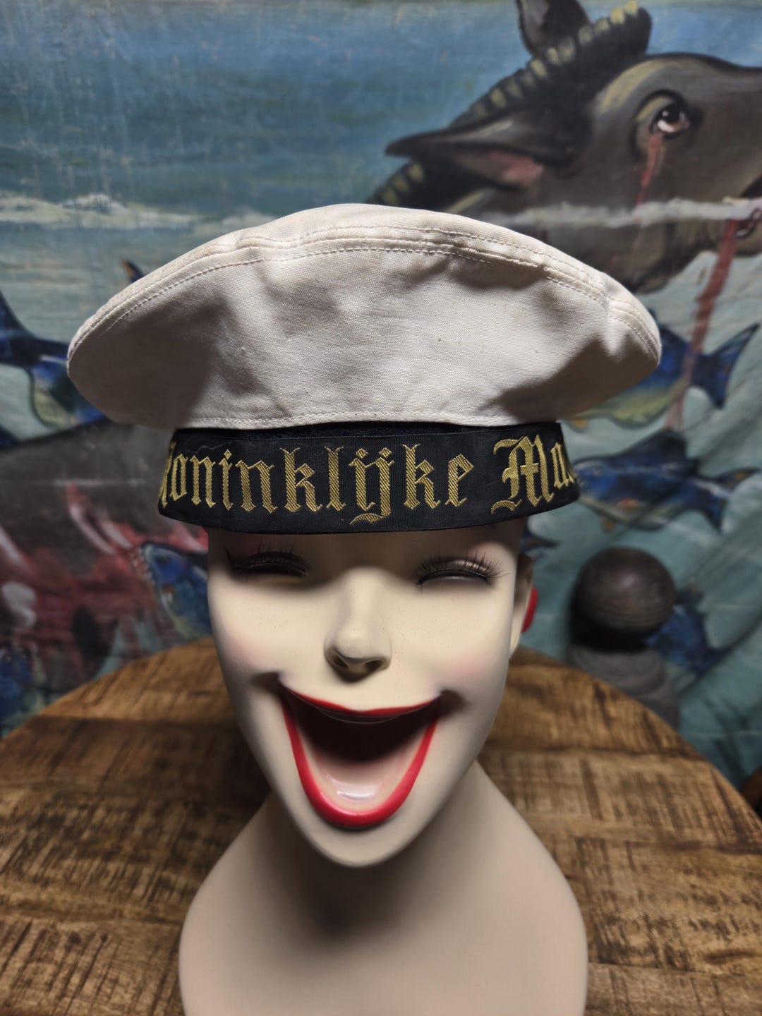 Antique Original 1950's Dutch Navy Military Uniform Hat Sailor's Cap BV ...