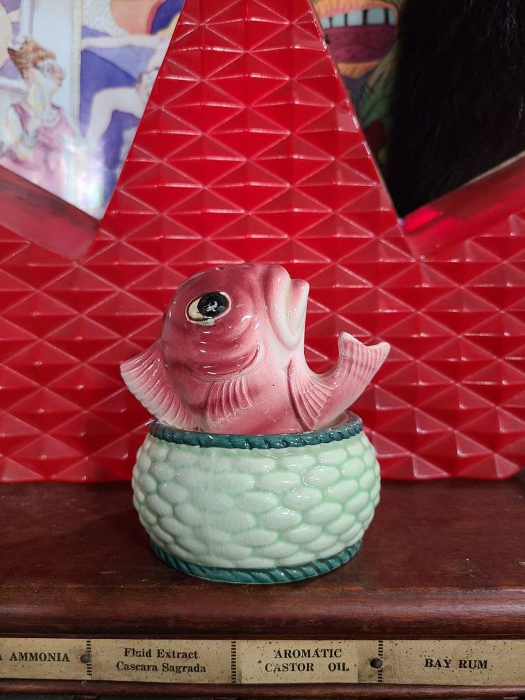 Rare Vintage Japanese Clover Mark Fish on Bowl Salt & Pepper Shaker Set ...