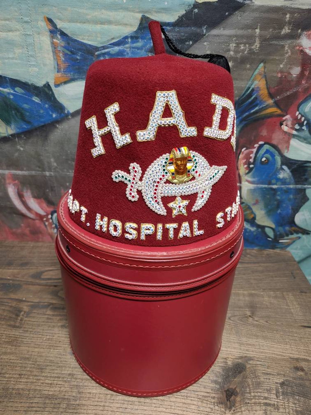 Vintage Circa 1960's Red Masonic Hadi Temple Jeweled Shriner Hat Fez ...
