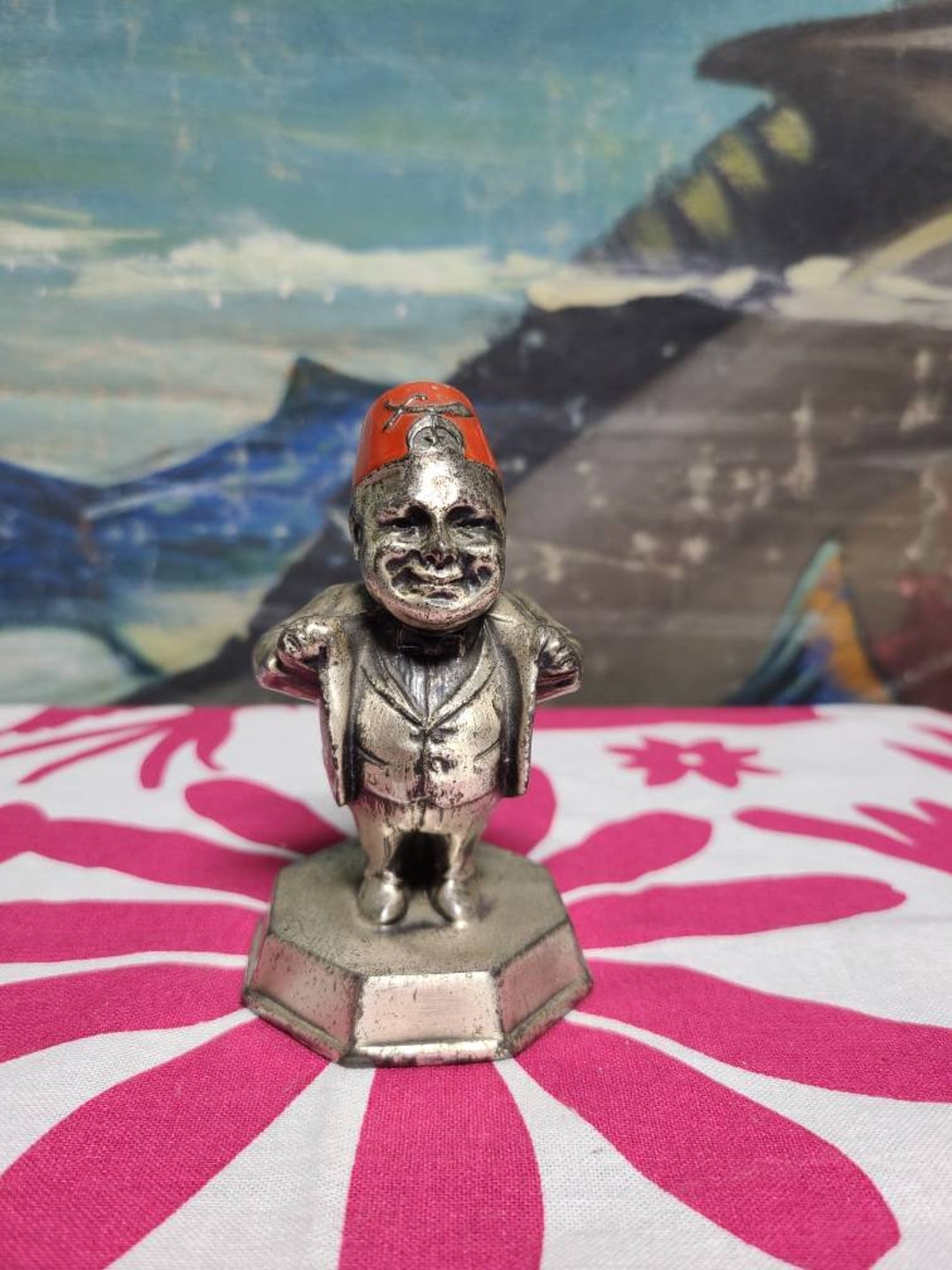 Vintage Circa 1950's Masonic Mason's Metal Shriner Statue Wearing Red ...