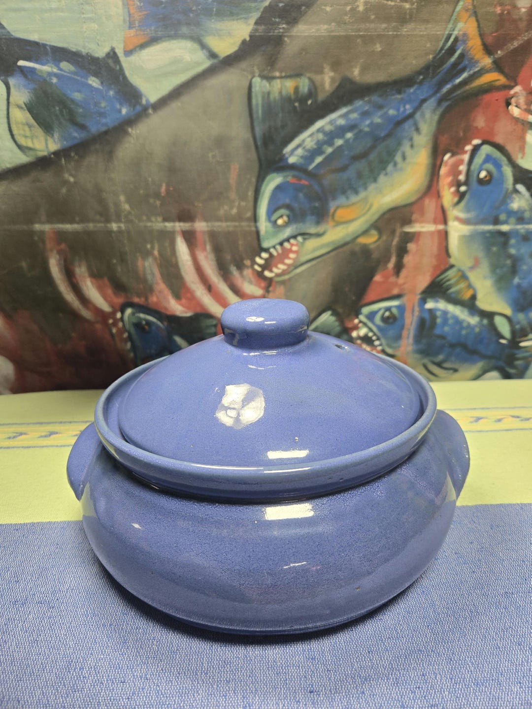 Vintage Beautiful Glazed Bybee Blue Primitive Kentucky Pottery Soup or ...