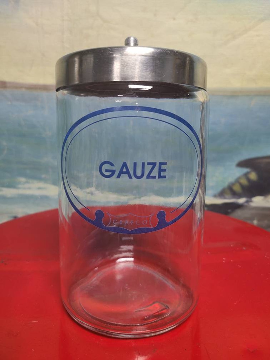 Vintage Medical Office Grafco Gauze Glass Sterilizer Jar With Stainless ...