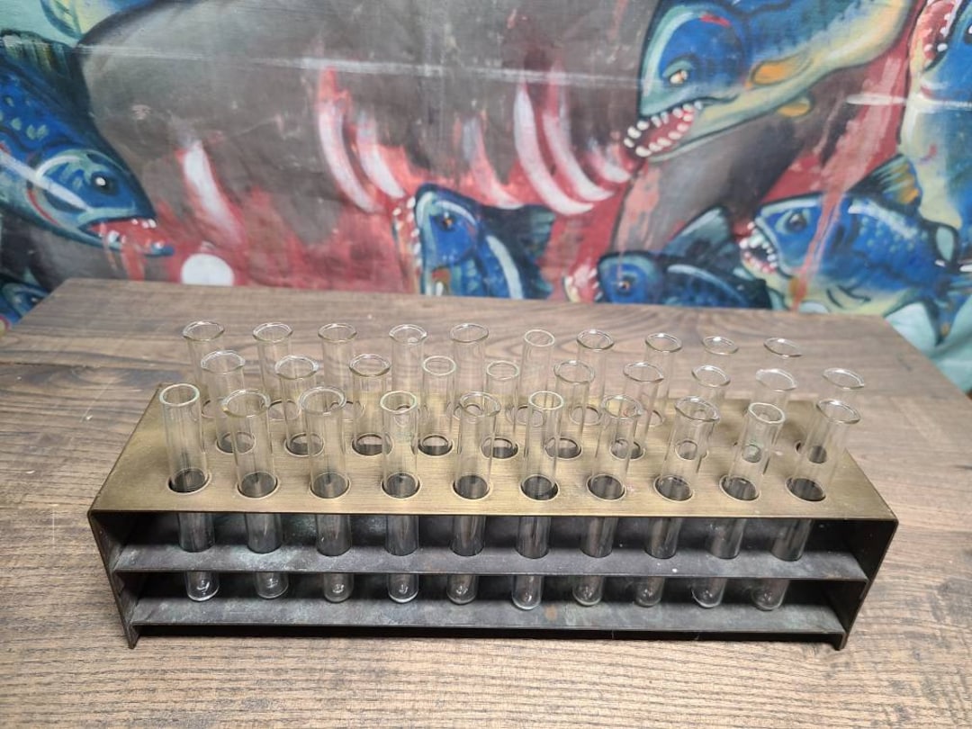 Vintage Scientist Laboratory Chemists Medicinal Brass Test Tube Rack ...
