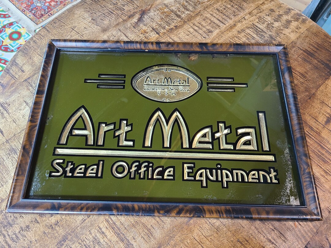 Antique All Original 1950's Art Metal Steel Office Equipment Framed ...