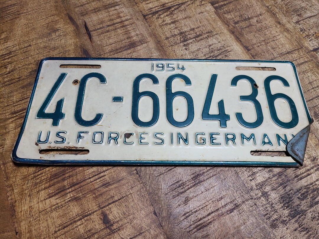Original 1954 US Forces in Germany Full Sized Automobile License Plate ...