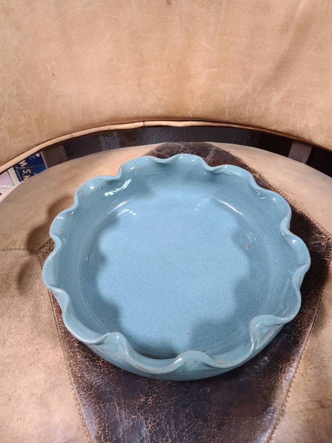 Vintage Beautiful Dark Blue Speckled Teal Blue Scalloped Edge Bybee ...