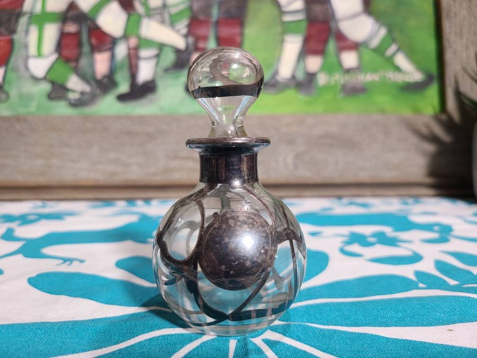 Stunning Vintage Art Nouveau Sterling Silver Overlay Glass Perfume ...