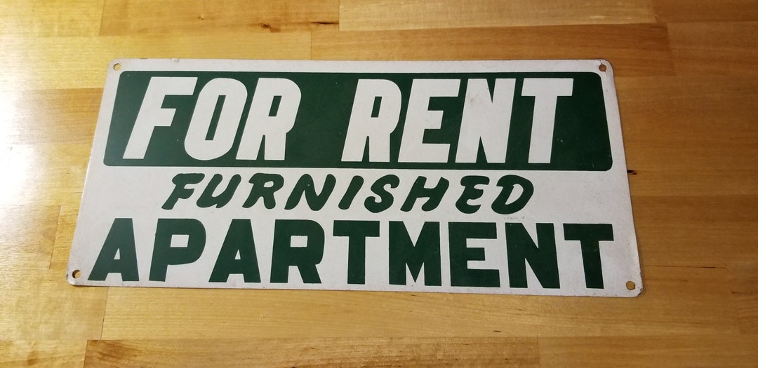 Vintage Antique Furnished Apartment for Rent Green on White Metal Sign ...
