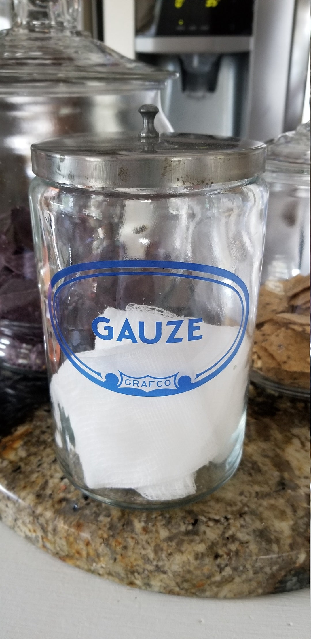 Vintage Medical Office Grafco Gauze Glass Sterilizer Jar With Stainless ...