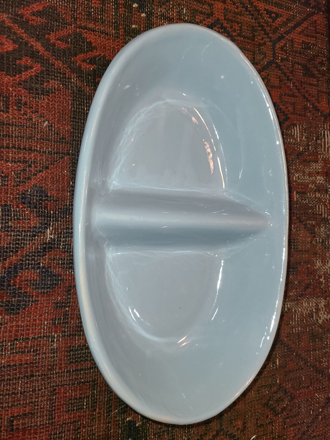 Vintage Beautiful Bybee Rare Blue Glazed 2 Part Divided Compote ...