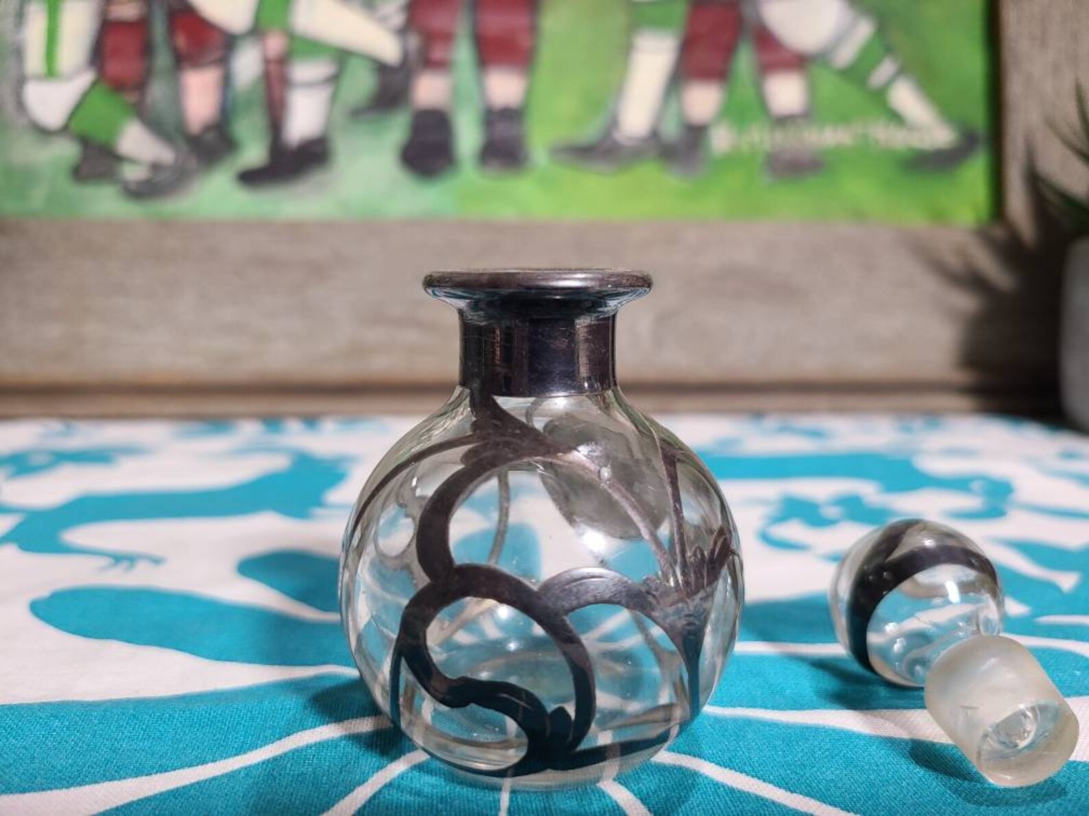 Stunning Vintage Art Nouveau Sterling Silver Overlay Glass Perfume ...