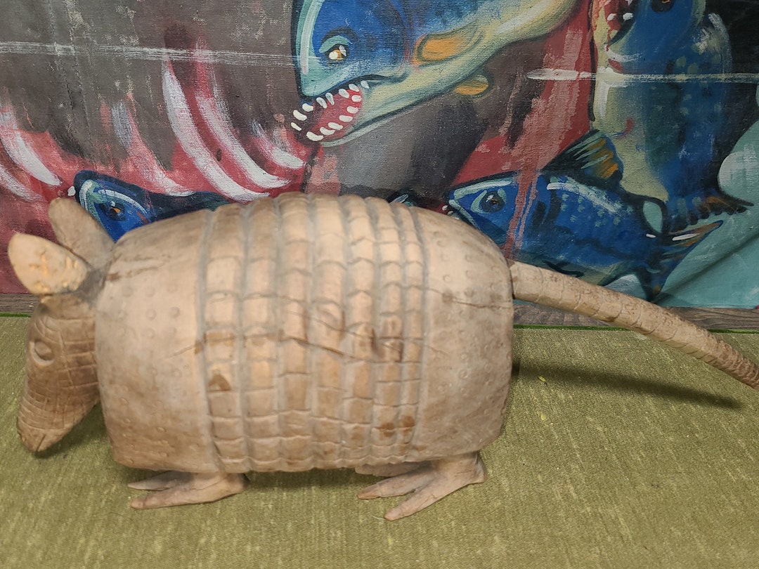 1978 Angel Valdez Mexican Wooden Hand Carved Armadillo Travel Souvenir ...