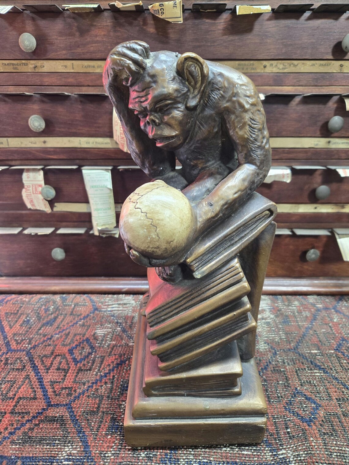 1960's Marwal Darwin Evolution Monkey With Skull and Books Thinker ...