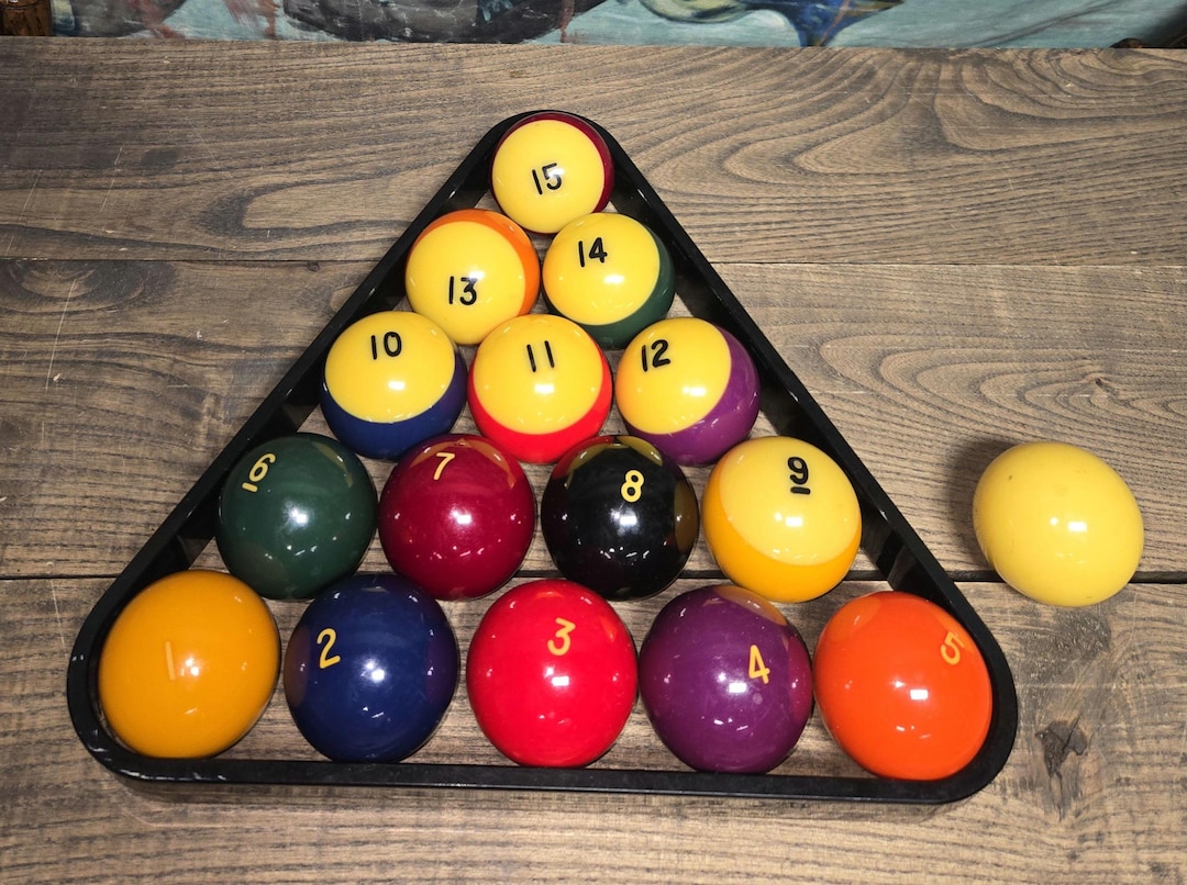 Vintage Vibrant Bakelite Billiards Pool Balls and Rack - Etsy