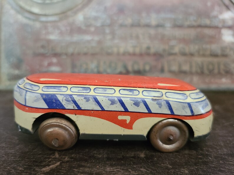 Rare Antique Art Deco Tin Rolling Bus Wind-up Toy - Etsy