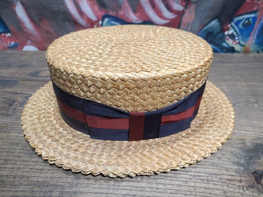 Rare Circa 1938 Fancy Vintage Straw Redwood and Ross Boaters Hat Size 6 ...