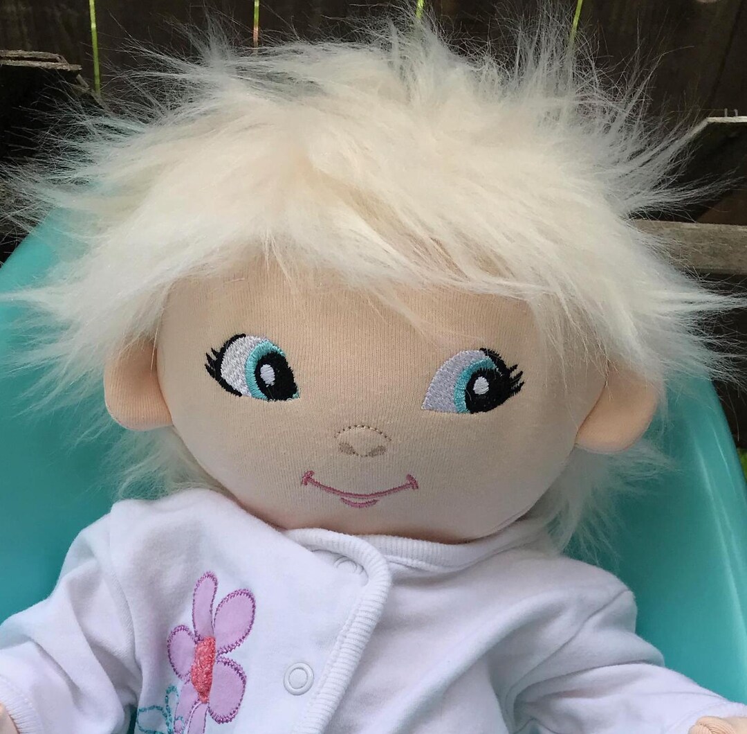 Doll Wig for 6x10 Juno Cloth Doll or Similar, Long White Hair, Faux Fur ...