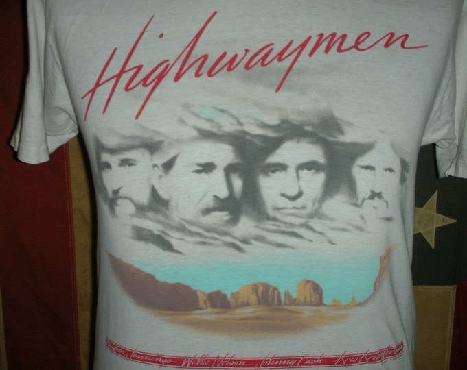 Vintage 80s 90s the Highwaymen Concert Band Tour T Shirt Johnny Cash ...