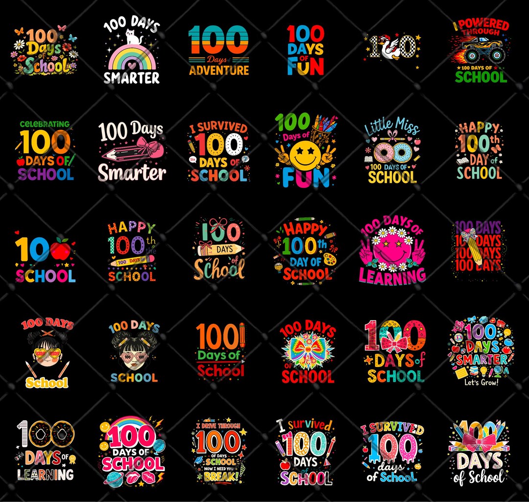 100 Days OF School PNG Bundle | Smarter Collection Artwork | Digital ...