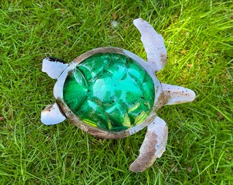 Sea Turtle 3D Metal Sculpture Art Free Standing Handcrafted Yard Garden ...