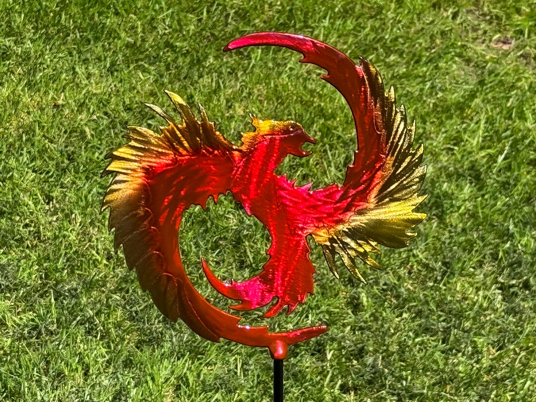 Metal Phoenix Lawn Stake - Etsy