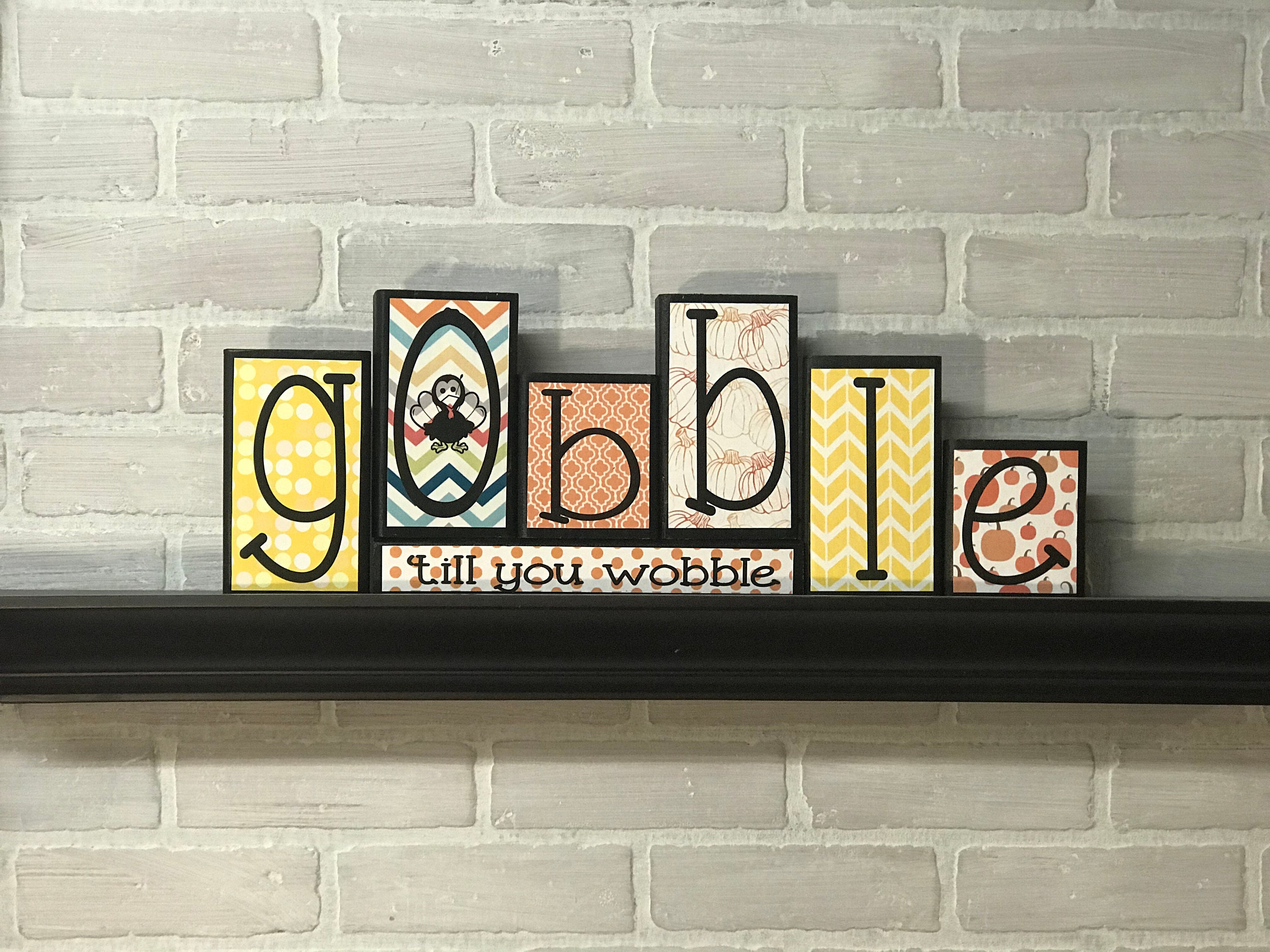 Reversible Wooden Blocks. Merry Christmas, Gobble Til You Wobble ...