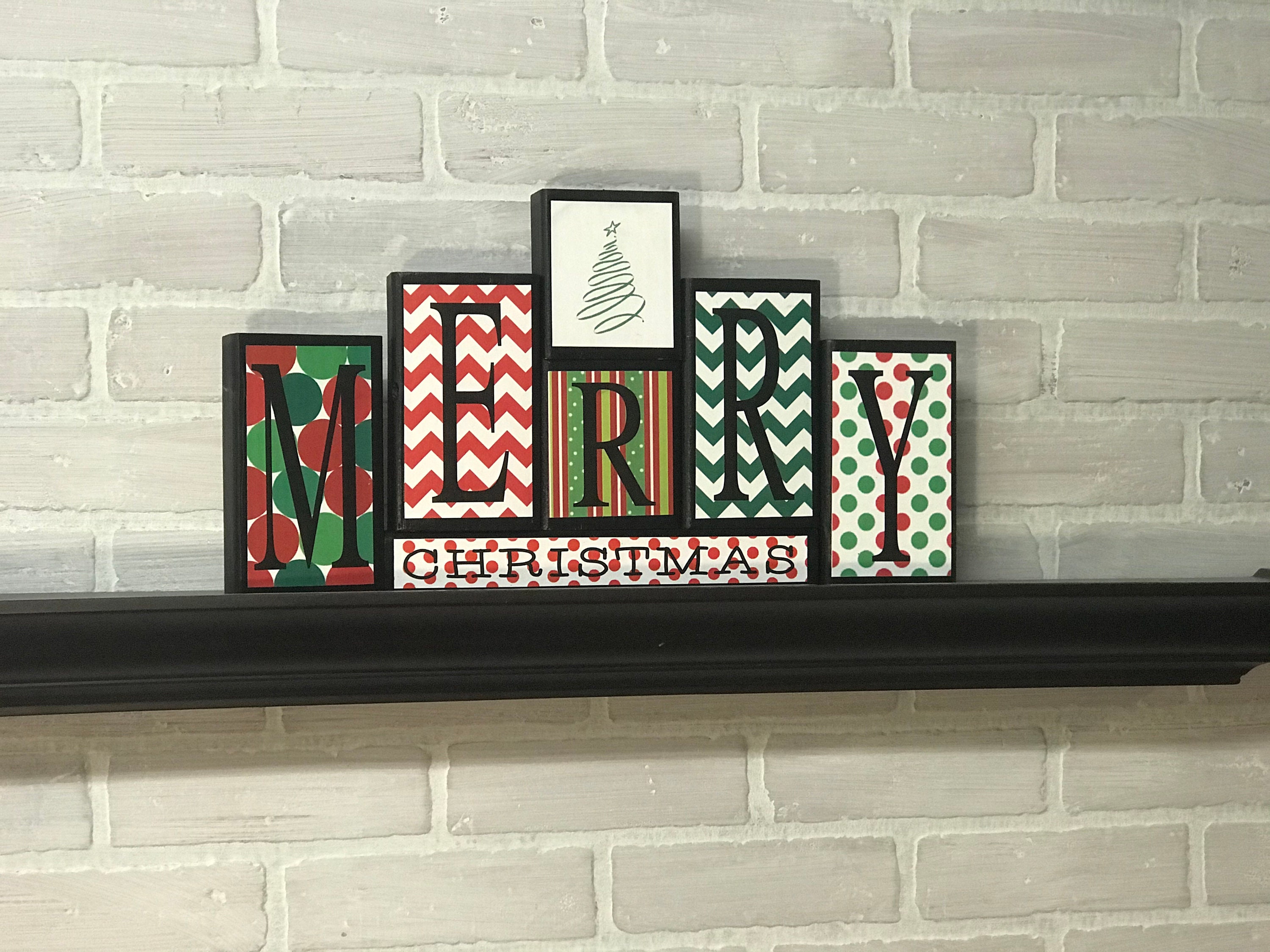 Reversible Wooden Blocks. Merry Christmas, Gobble Til You Wobble ...