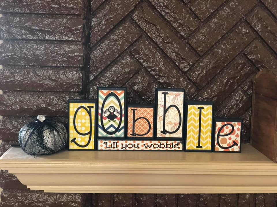 Reversible Wooden Blocks. Merry Christmas, Gobble Til You Wobble ...