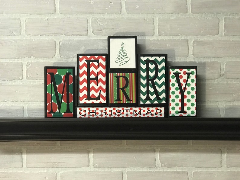 Reversible Wooden Blocks. Merry Christmas, Gobble Til You Wobble ...