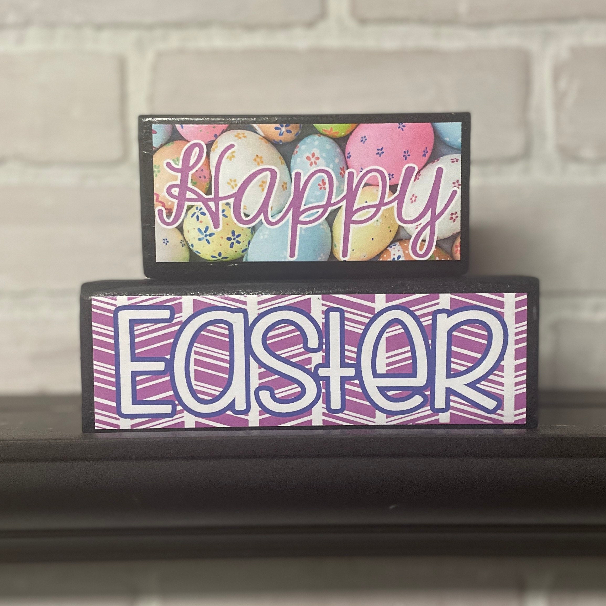 Reversible Easter Wooden Blocks, Spring Farmhouse Decor, Easter Tiered ...