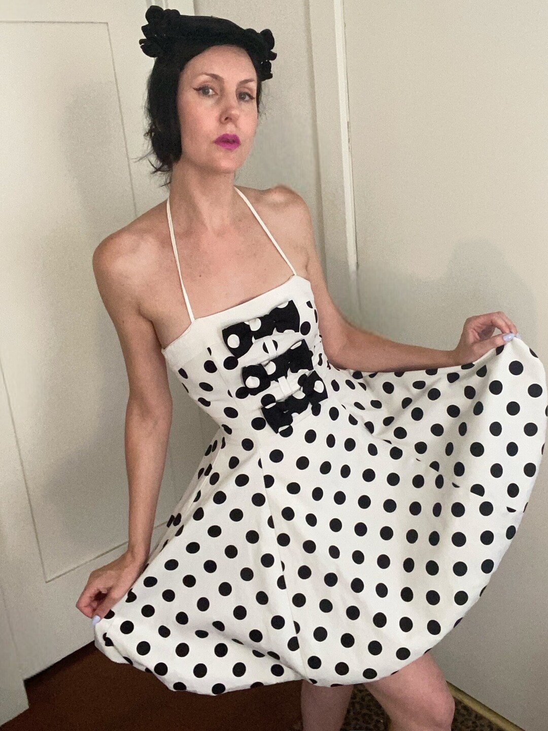 80’s Louis Féraud Polka Dot Mini Dress With Bows and Bubble Hem - Etsy