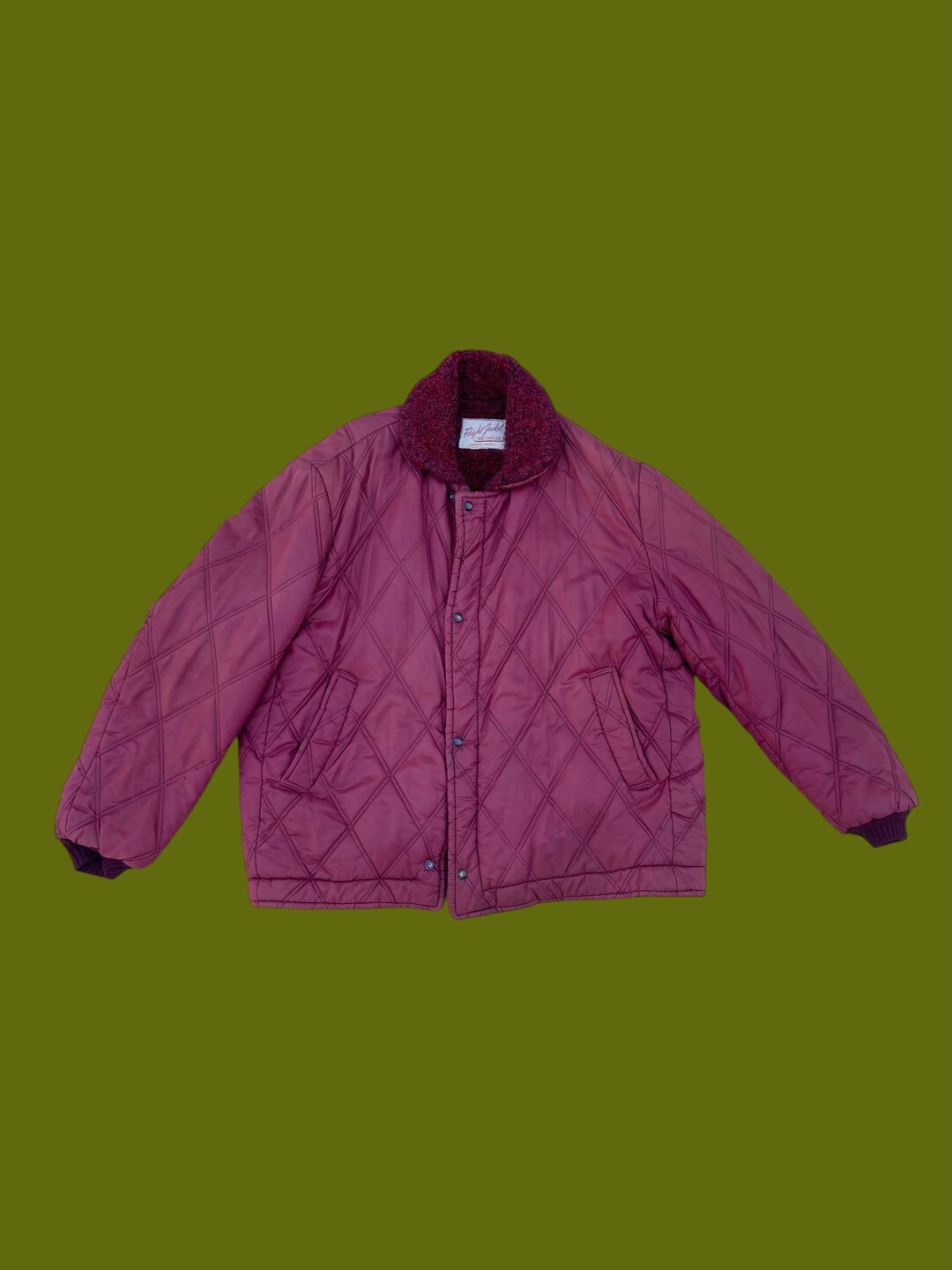 50’s Men’s Cranberry Red Quilted Flight Jacket With Faux Shearling ...