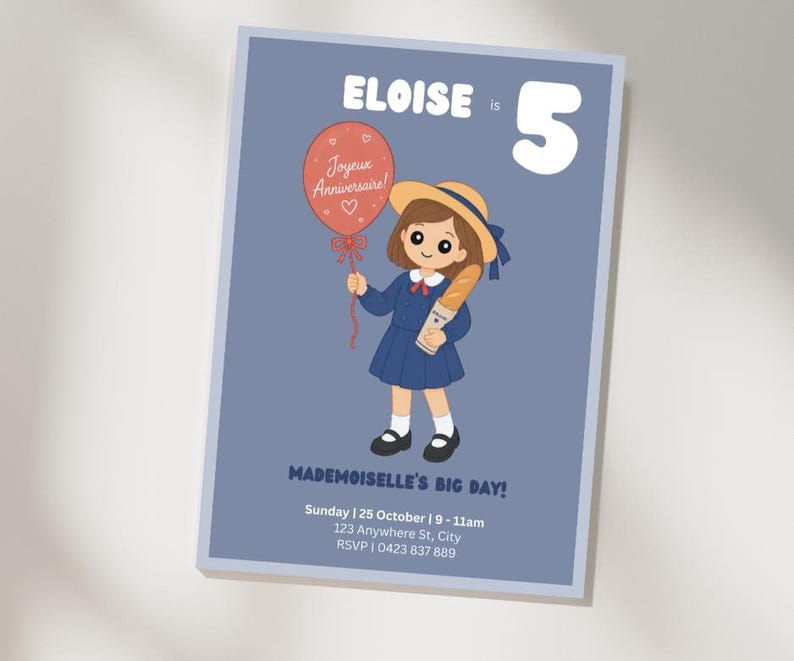 Madeline Invitation Template | Paris Party Invite | French Girl ...