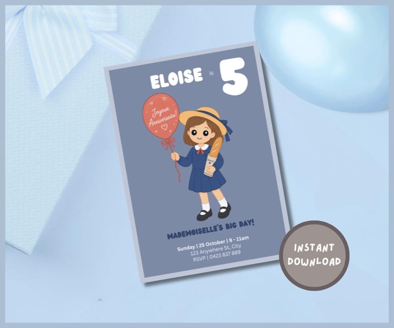 Madeline Invitation Template | Paris Party Invite | French Girl ...